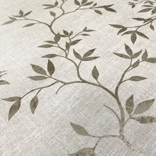 Japandi Leaf Cream Floral Wallpaper 173573 | Darcy James